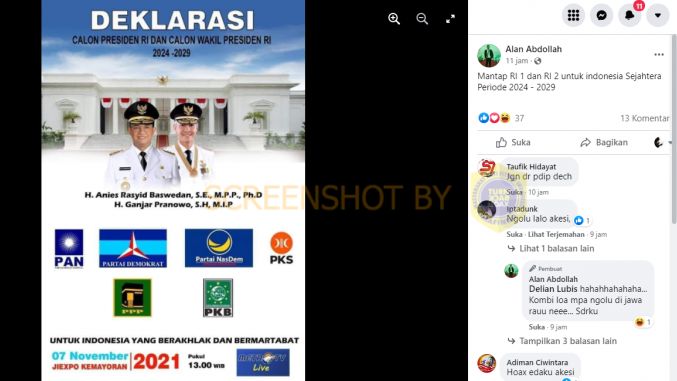 Beredar Poster Deklarasi Anies Baswedan dan Ganjar Pranowo sebagai ...