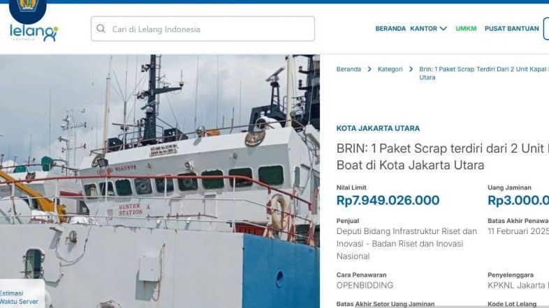 Viral Kapal Baruna Jaya Dilelang di Situs Kemenkeu, BRIN: Sudah Direncanakan Lama - ERA.ID